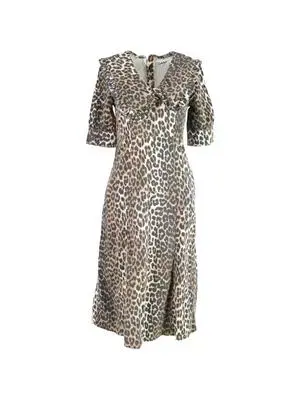 GANNI Leopard-print Midi Dress