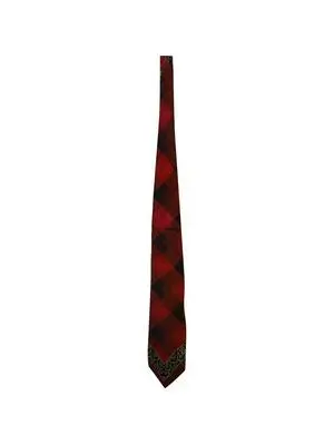 Versace Plaid Printed Neck Tie - Red