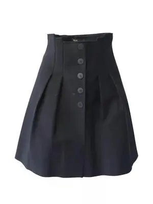 Maje Button Pleated A-line Skirt
