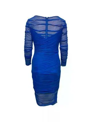 Versace Sheer Sleeve Ruched Dress