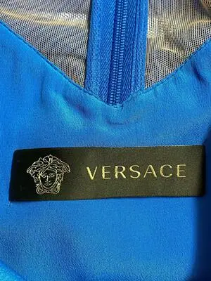 Versace Sheer Sleeve Ruched Dress
