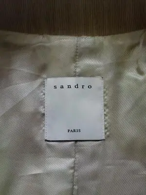 Sandro Leather Ribbed Bomber Jacket