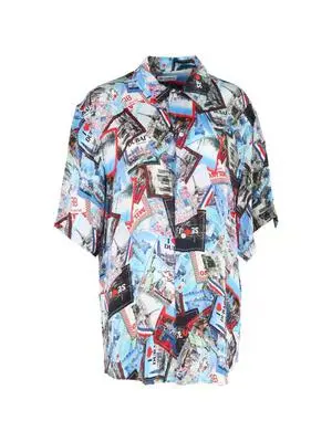 Balenciaga Cities Print Silk Shirt