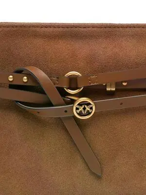 Pinko Logo-detail Buckle Shoulder Bag - Brown