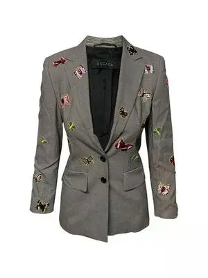 Escada Houndstooth Suit With Beaded Embellishments