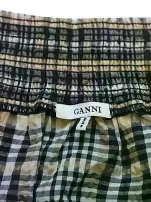 GANNI Check-pattern Off-the-shoulder Blouse