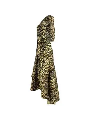 GANNI Leopard-print Wrap Midi Dress