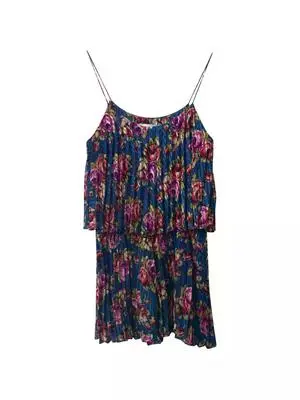 Zimmermann Pleated Floral Playsuit - Blue