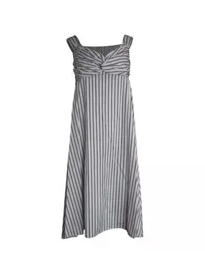 A.L.C. Striped Off-shoulder Midi Dress - Grey