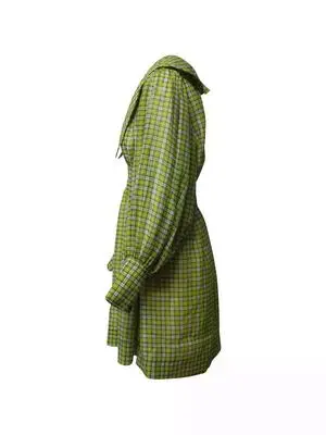 GANNI Check-pattern Mini Dress - Green