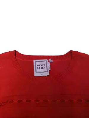 Herve Leger Cut-outs Ribbed Sweater - Red