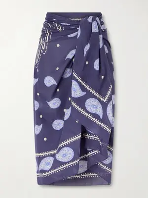 Johanna Ortiz Vibrant Horizons Printed Cotton Pareo - Blue