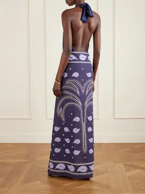 Johanna Ortiz Vibrant Horizons Printed Cotton Pareo - Blue