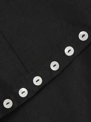 Staud Zandra Button-detailed Linen-blend Mini Wrap Skirt - Black