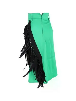 Prada A-line Feather-trimmed Midi Skirt