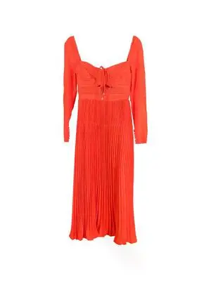 SELF-PORTRAIT Cutout Pleated Halterneck Midi Dress