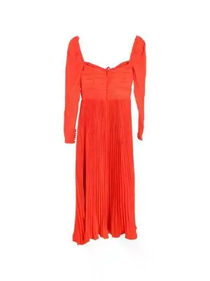 SELF-PORTRAIT Cutout Pleated Halterneck Midi Dress