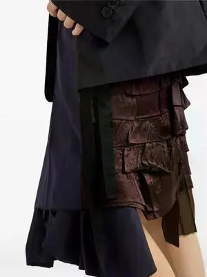 Prada Faille Patchwork Midi Skirt - Brown