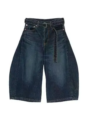 Sacai Cropped Belted Shorts - Blue