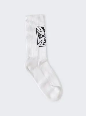 Vetements Biker Cross Logo Crew Socks - White