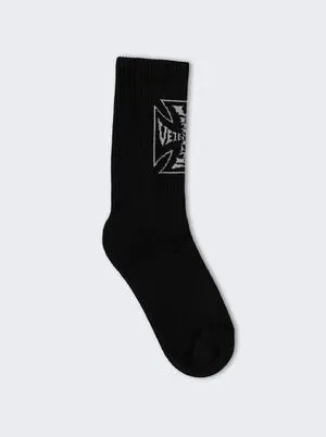 Vetements Intarsia Logo Crew Socks - Black