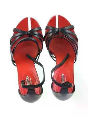 Burberry Leather Thong Sandals With Block Heel