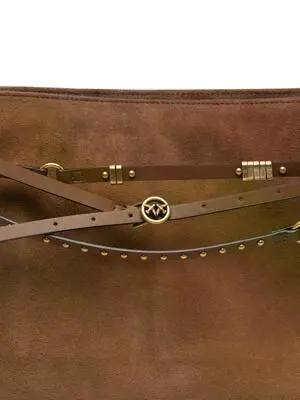 Pinko Studded-strap Shoulder Bag - Brown