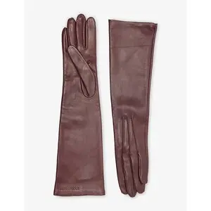 Nour Hammour Long Braided Leather Gloves - Bordeaux