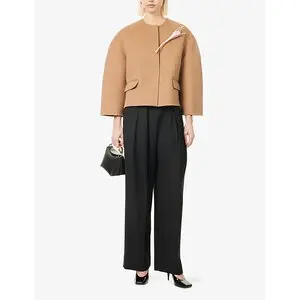 Erdem Floral Appliqué Cropped Wool Jacket