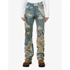 WHO DECIDES WAR BY EV BRAVADO Distressed Patchwork Denim Jeans