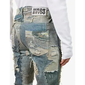 WHO DECIDES WAR BY EV BRAVADO Distressed Patchwork Denim Jeans