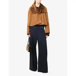 Nour Hammour Cascade Draped Shearling Jacket
