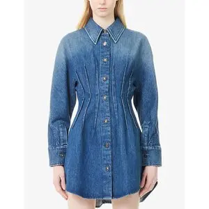 Givenchy Cocoon Long-sleeve Denim Mini Dress - Medium Blue