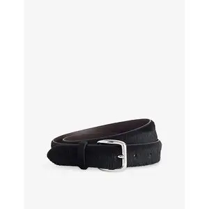 Nour Hammour Buckle Hair-on Leather Belt - Black