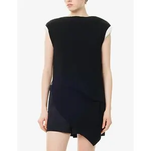 Sacai Contrast Ruched Cotton-blend Mini Dress