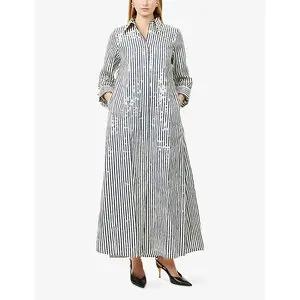 TWP Jenny's Sequin-stripe Cotton Gown