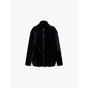 Nour Hammour Oversized Plush Shearling Bomber Jacket