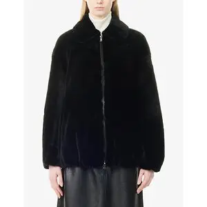 Nour Hammour Oversized Plush Shearling Bomber Jacket