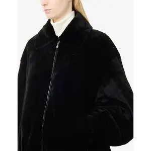 Nour Hammour Oversized Plush Shearling Bomber Jacket