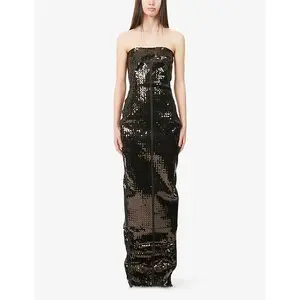 Rick Owens Bustier Sequin Denim-blend Gown