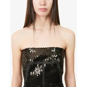 Rick Owens Bustier Sequin Denim-blend Gown