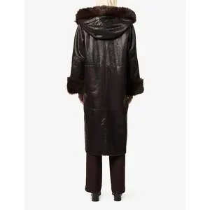 Nour Hammour Shearling-trim Leather Coat