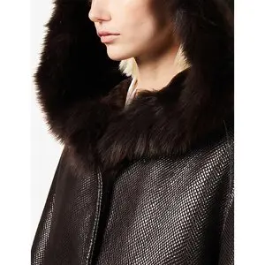 Nour Hammour Shearling-trim Leather Coat