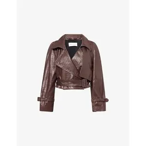 Nour Hammour Hatti Croc-embossed Leather Jacket