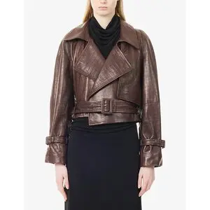Nour Hammour Hatti Croc-embossed Leather Jacket