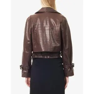 Nour Hammour Hatti Croc-embossed Leather Jacket