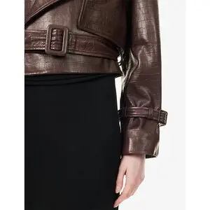 Nour Hammour Hatti Croc-embossed Leather Jacket