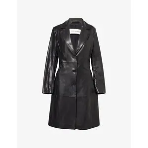 Nour Hammour Eames Single-breasted Leather Midi Coat