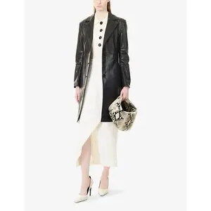 Nour Hammour Eames Single-breasted Leather Midi Coat
