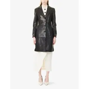 Nour Hammour Eames Single-breasted Leather Midi Coat